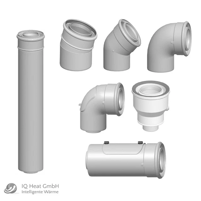 WOLF ABGASROHR LUFT-ABGASROHR DN 60/100 konzentrisch Rohr Revision T ...