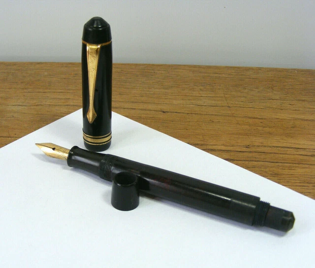 DANISH VINTAGE 'BIG Ben' 1930's Fountain Pen Black 14K #4 Gold Nib £99. ...