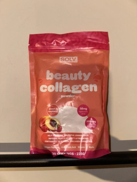 SOLV BEAUTY COLLAGEN Powder Peach Raspberry Flavour Marine Collagen New ...