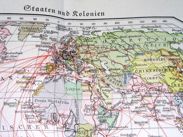 1938 ORIGINAL VINTAGE Political Map Of The World Colonies British ...