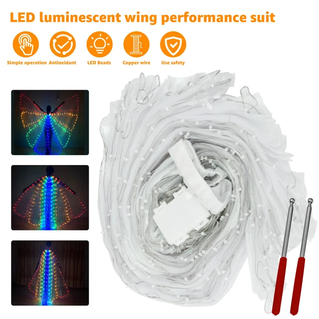 LED ANGEL WINGS Light Up Butterfly Wings with 2 Telescopic Sticks ...