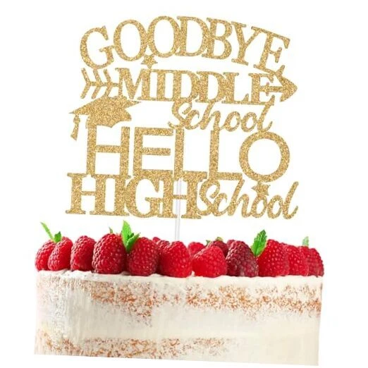 GOODBYE MIDDLE HELLO High School Cake Topper, Next Stop High School Out ...