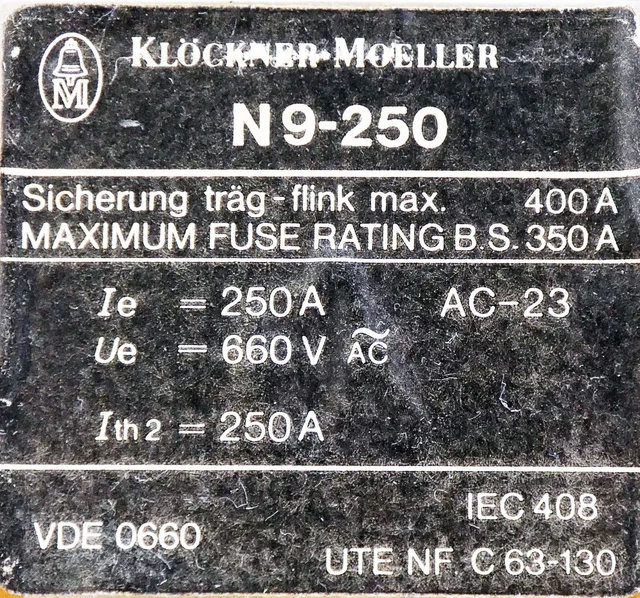 KLÖCKNER MOELLER N9-250 N9250 Leistungsschalter mit Hebel 250A -used- EUR 99,00 - PicClick DE
