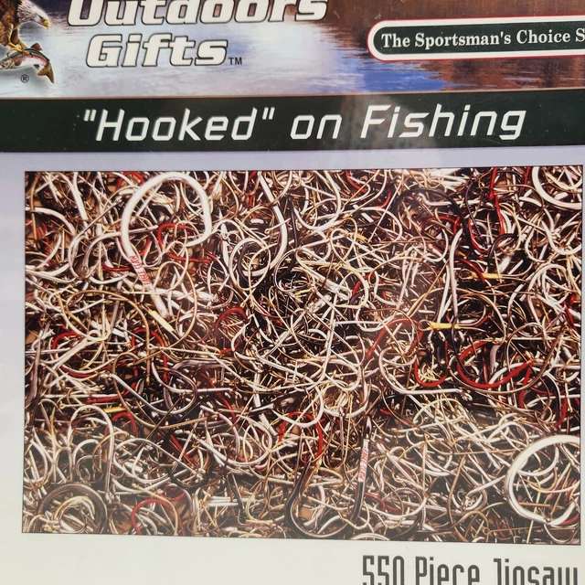 EAGLE CLAW 550 Piece HOOKED ON FISHING Fish Hook Jigsaw Puzzle Sealed ...