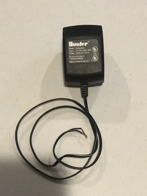 HUNTER MODEL: ED9433R2 AC26.0V 750mA Transformer Sprinkler System Power ...