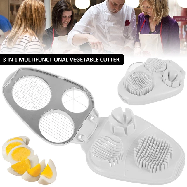 EGG SLICER 3 in 1 Stainless Steel Egg Cutter Multifunctional Boiled Egg ...
