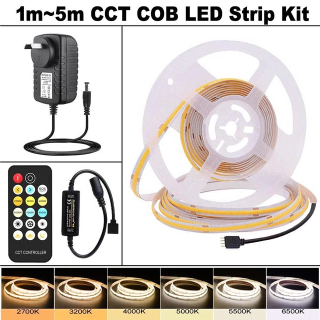 COB LED STRIP CCT 2700K To 6500K Tape Lights With RF Remote Dimmable ...