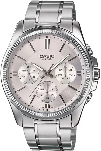 CASIO MOD. DAY DATE MULTIFUNCTION - ARGENTÈE EUR 112,83 - PicClick IT