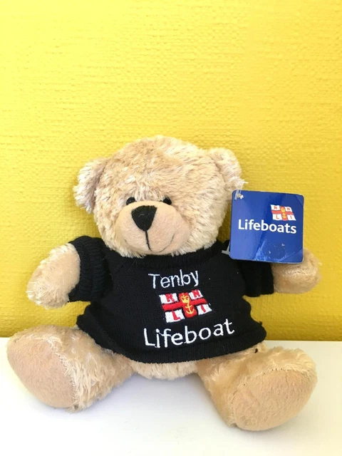 RNLI TENBY LIFEBOAT Jumper Seated Robbie Teddy Bear Soft Plush Toy 8" £ ...