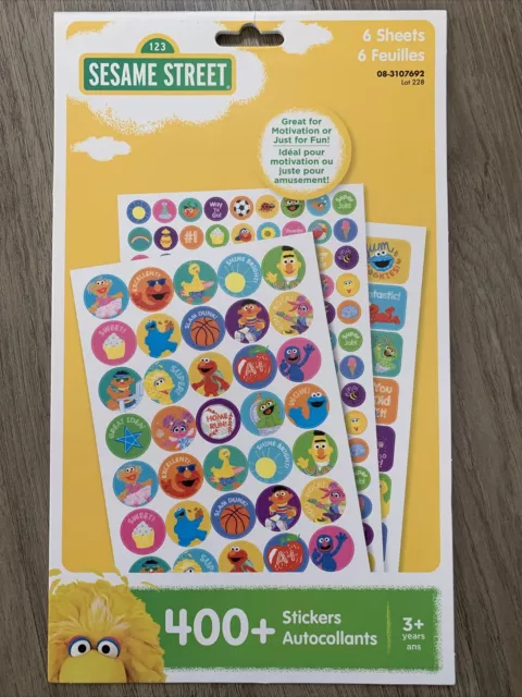 SESAME STREET MOTIVATIONAL Sticker Pad 6 Sheets Book Licensed 400 ...