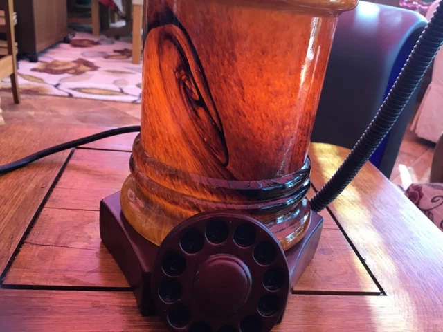 VINTAGE GLASS / resin telephone style lamp, 28cm tall £42.30 - PicClick UK