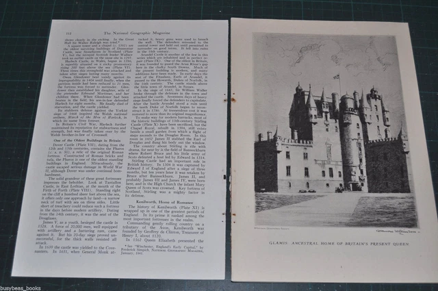 1947 MAGAZINE ARTICLE BRITISH CASTLES England, Scotland, Wales, 16 ...