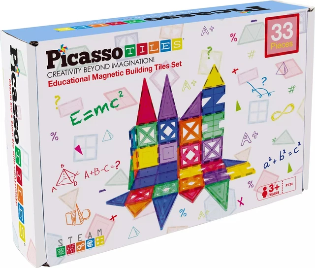 KLOCKI MAGNETYCZNE KONSTRUKCYJNE edukacyjne 33 el Picasso Tiles duże ...