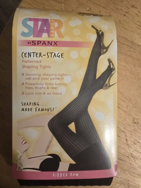 SPANX STAR POWER Center Stage Ribbed Tights Black Size E Fits 5'1"-6'0 ...