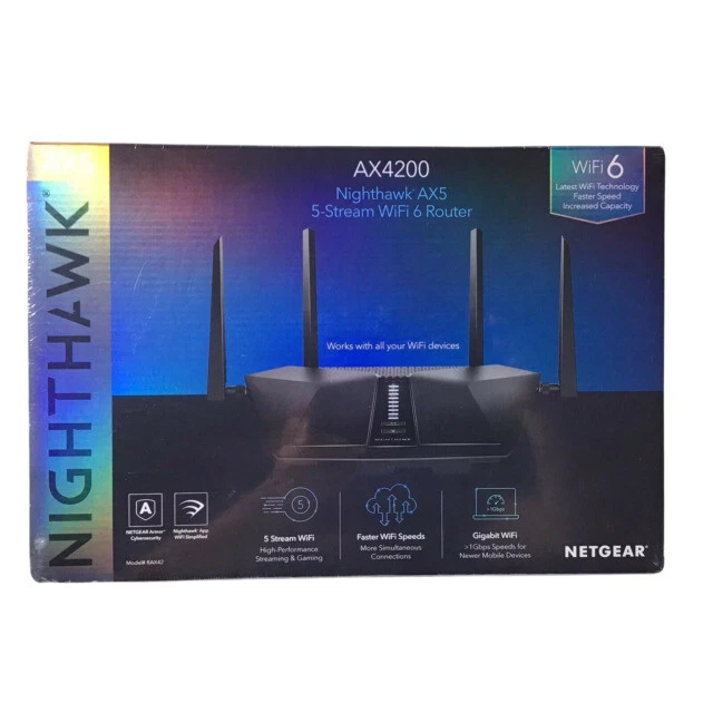 NETGEAR AX4200 NIGHTHAWK Dual-Band Wi-Fi 6 Router - Black (RAX42-100NAS ...