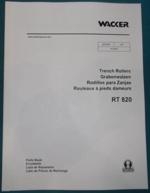 WACKER RT-820 TRENCH Roller Compactor Parts Manual Book £42.62 ...