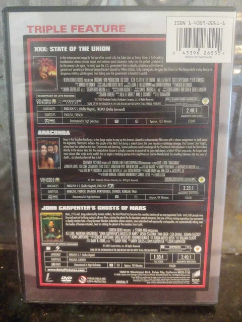 ICE CUBE TRIPLE Feature 3-Disc DVD Movies Set ANACONDA / Ghosts of Mars ...