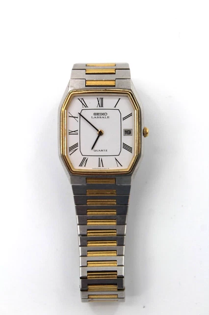 OROLOGIO DA POLSO VINTAGE UOMO S SEIKO LASSALE BICOLORE QUARZO 6429 ...