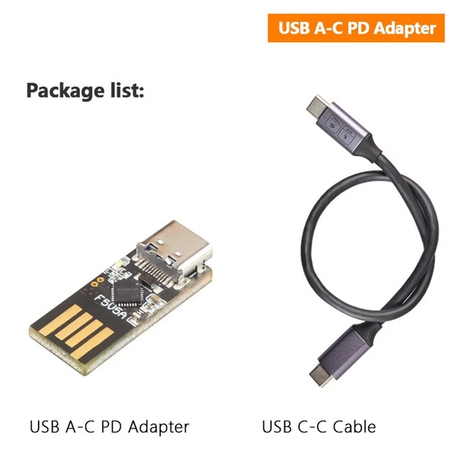 FOR RASPBERRY PI5 USB A-C PD Adapter with Cable PD Trigger Activation ...