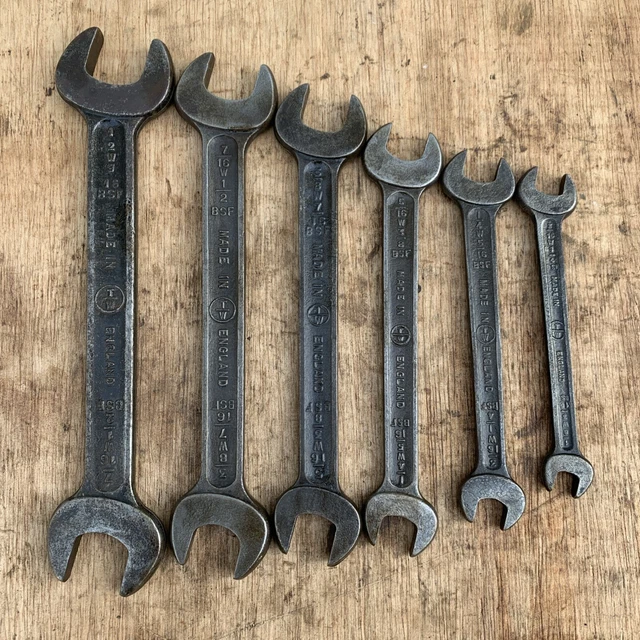 6 XTW SUPERSLIM SPANNERS WHITWORTH BSF CLASSIC CAR VINTAGE OLD TOOLS 1/ ...