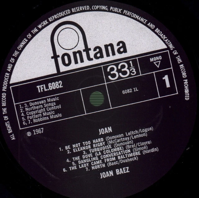 LP VINYLE JOAN Baez Joan LP UK Fontana 1967 mono LP en pochette à rabat qui a EUR 8,68 - PicClick FR