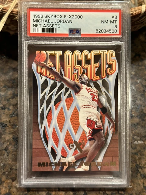 1996-97 SKYBOX E-X2000 MICHAEL JORDAN #8 NET ASSETS INSERT PSA 8 Low ...