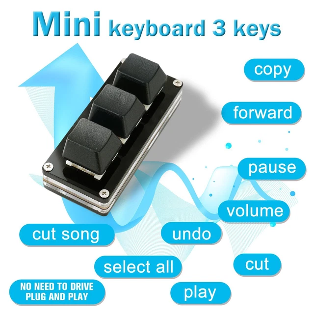 KEYPAD MINI KEYBOARD 3 keys Copy And Paste Customized USB Interface ...