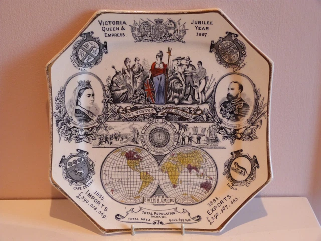 QUEEN VICTORIA 1887 Royal Jubilee British Empire Map Colour Octagonal ...