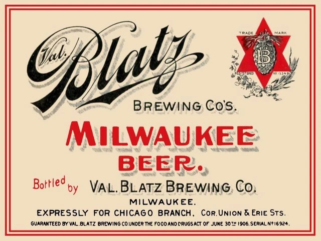 BLATZ BREWING CO. Milwaukee Beer NEW Metal Sign: Large Size - 12 x 16 ...