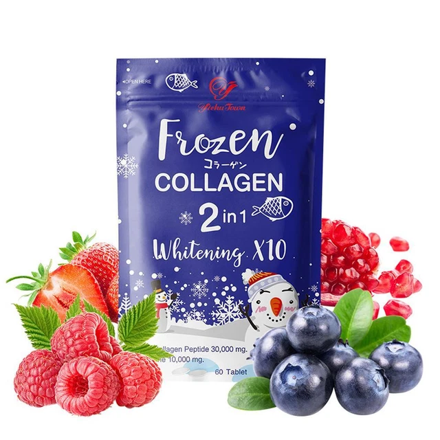 FROZEN COLLAGEN & Frozen Detox & Lazel Gluta Pure 60 Tablets - Blue/Red ...