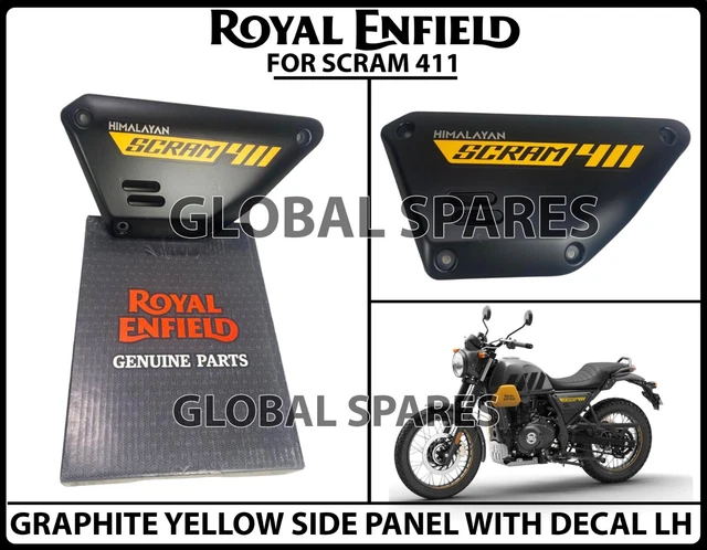 ROYAL ENFIELD &GRAPHITE YELLOW SIDE PANEL WITH DECAL LH" For Scram 411 ...