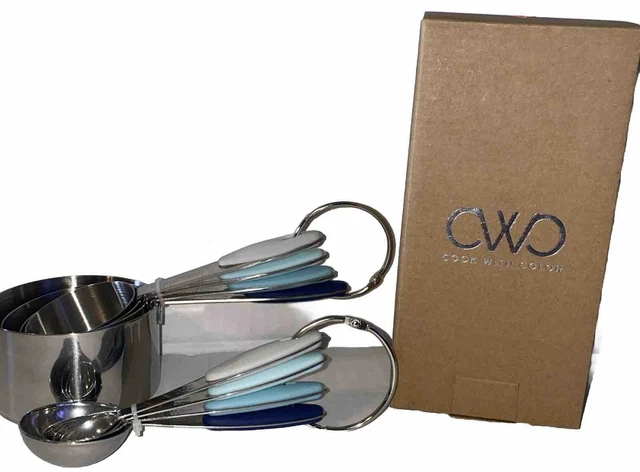 COOK WITH COLOR 8 PC Measuring Cups And Spoons Set Blue $22.00 - PicClick