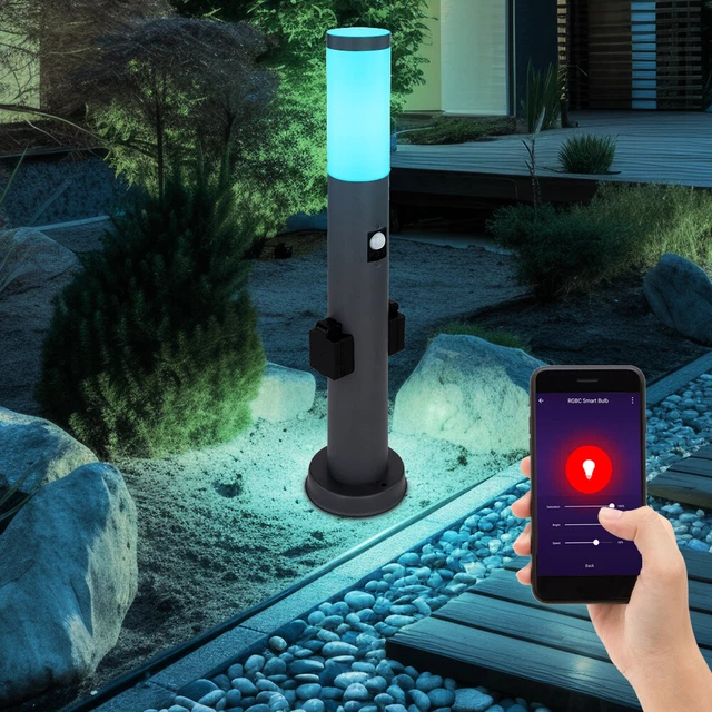 AUSSENSTEHLAMPE BORNE LUMINEUSE Smart LED Détecteur Variateur Prise ...
