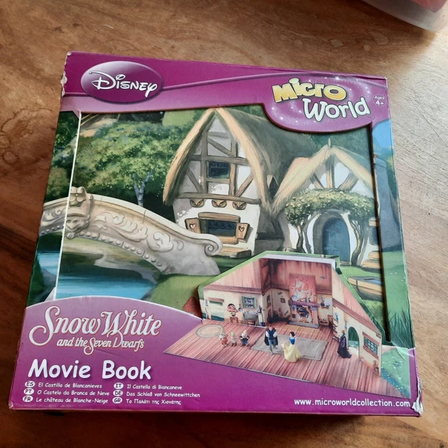 DISNEY MICRO WORLD snow White seven dwarfs movie book &with total of 25 ...