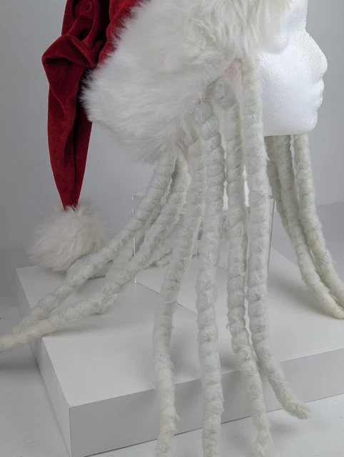 SANTA COSTUME HAT With Plush White Dreads Funny Elope Brand Adjustable ...