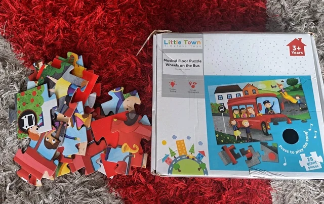 CHILDRENS 28 PIECE Jigsaw Puzzle *Wheels on the bus* by Little Town ...