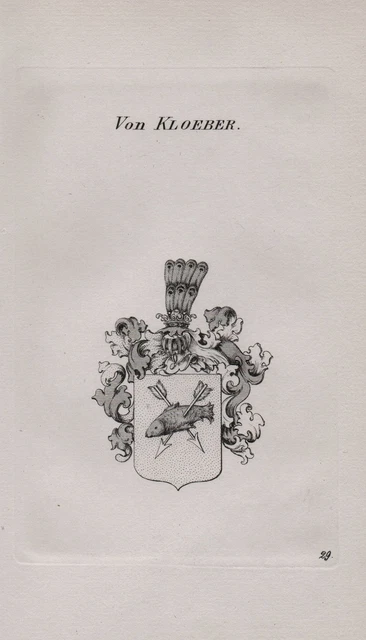 1830 KLÖBER KLOEBER Armoiries Coat De Arms Héraldique Gravure sur ...