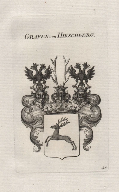 HIRSCHBERG ARMOIRIES COAT Of Arms Gravure sur Cuivre Genealogie ...