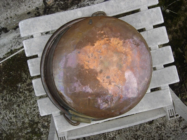 ANCIEN CHAUDRON EN cuivre et bronze, fer forgé pour la anse XXe pour ...