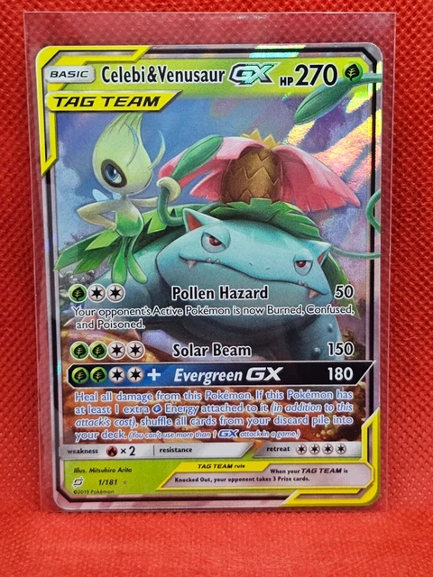 POKEMON - CELEBI & Venusaur GX TAG TEAM - Full Art 1/181 - [NM+] *PACK ...