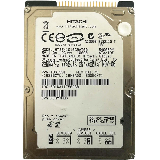 HITACHI DISQUE DUR HDD Disque Eide Ide Pata 2,5 " 100gb Ordinateur ...