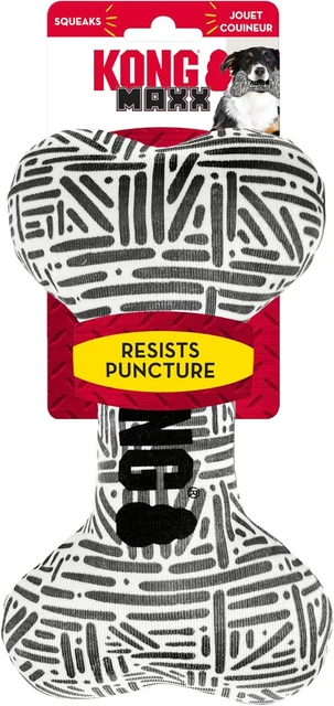 KONG MAXX BONE - Durable Squeaker Plush Dog Toy - for Small/Medium Dogs ...