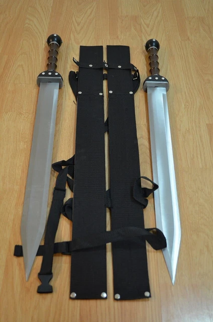 HEAVY DUTY TWIN Double Edged Full Size Gladiator Sword Roman Dagger ...