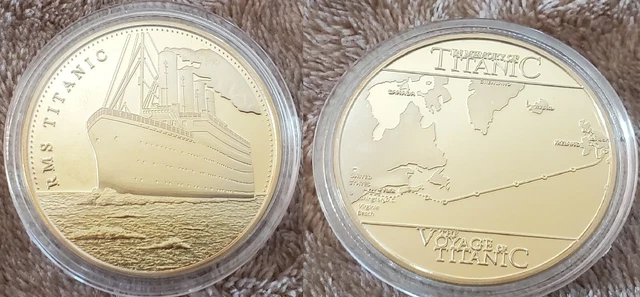 TITANIC GOLD COIN Ship Voyage Across the Atlantic Ocean Map Old Journey ...