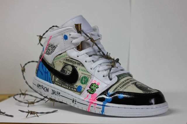 NIKE AIR JORDAN 1 street art graffiti custom dollars graff art ...