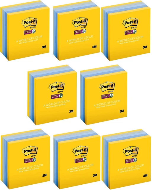 8 PKS 3M Post-It Super Sticky Notes Each Pack 450 Sheet 3" x 3" Yellow ...