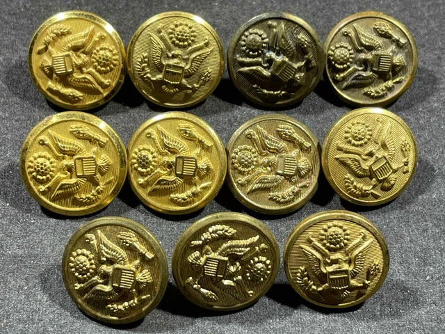 LOT X11 WW2 WWII US Army Military Uniform Buttons Waterbury Button Co ...