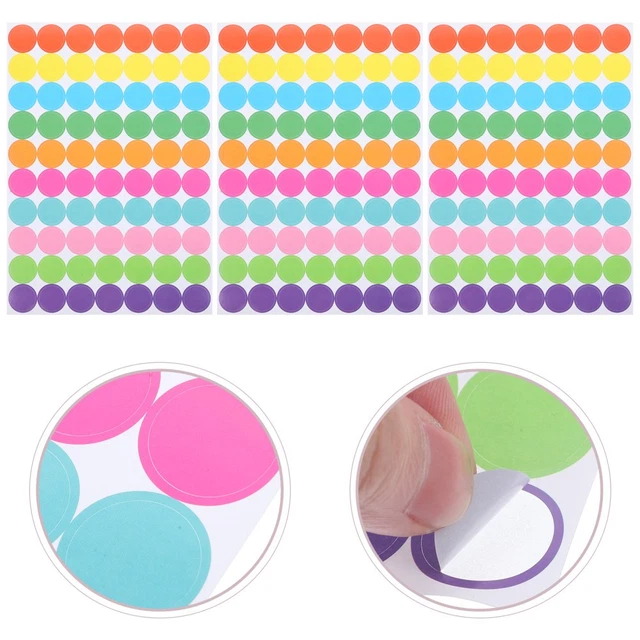 20 SHEETS ROUND Color Coding Stickers Removable Colored Dot Colorful ...