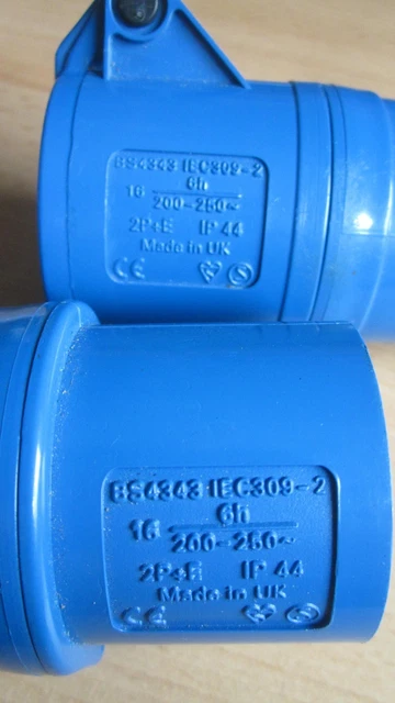 LEWDEN 2P+E PLUG and socket - IP44 - 240v - plus 2 free plugs - see ...