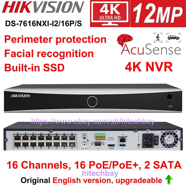 ENREGISTREUR HIKVISION DS-7616NXI-I2/16P/S 16CH 16PoE 2SATA 4K AcuSense NVR 12 mégapixels neuf ...